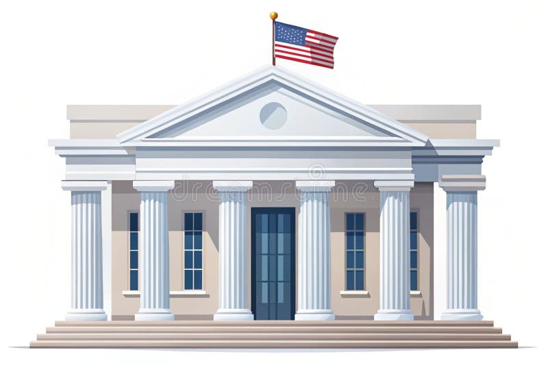 White Bank Building with Columns Stock Illustration - Illustration of ...