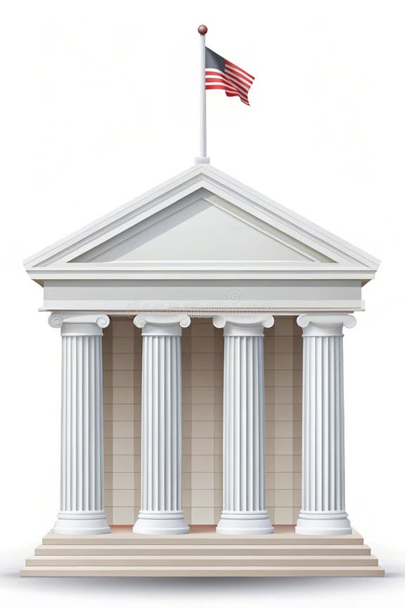 White Bank Building with Columns Stock Illustration - Illustration of ...