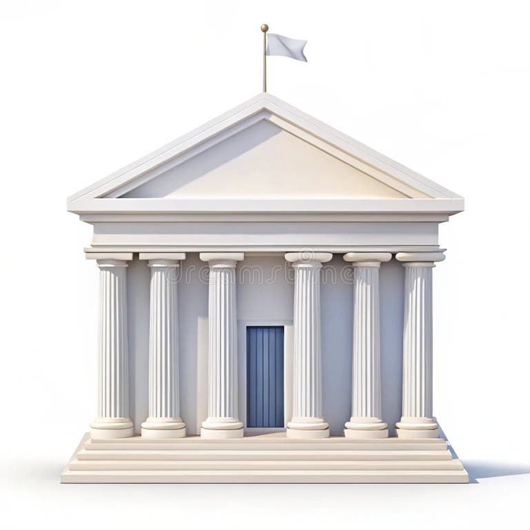 White Bank Building with Columns Stock Illustration - Illustration of ...