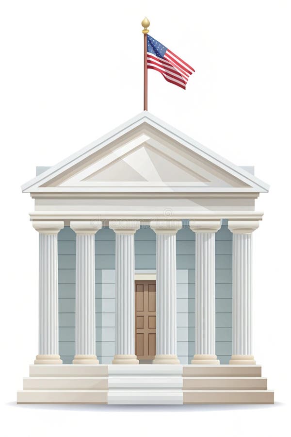 White Bank Building with Columns Stock Illustration - Illustration of ...