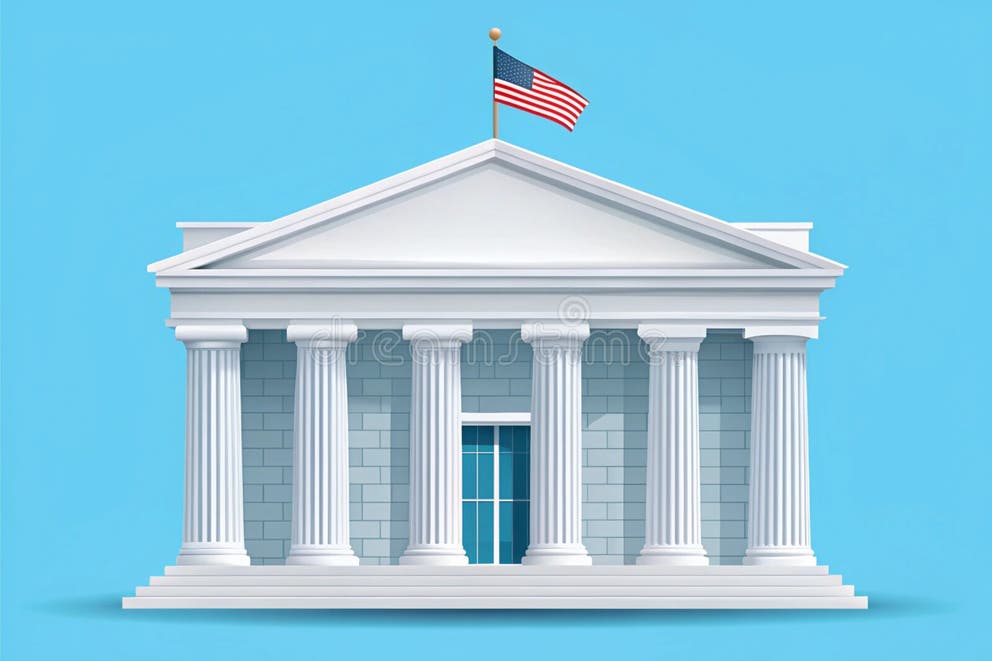 White Bank Building with Columns Stock Illustration - Illustration of ...