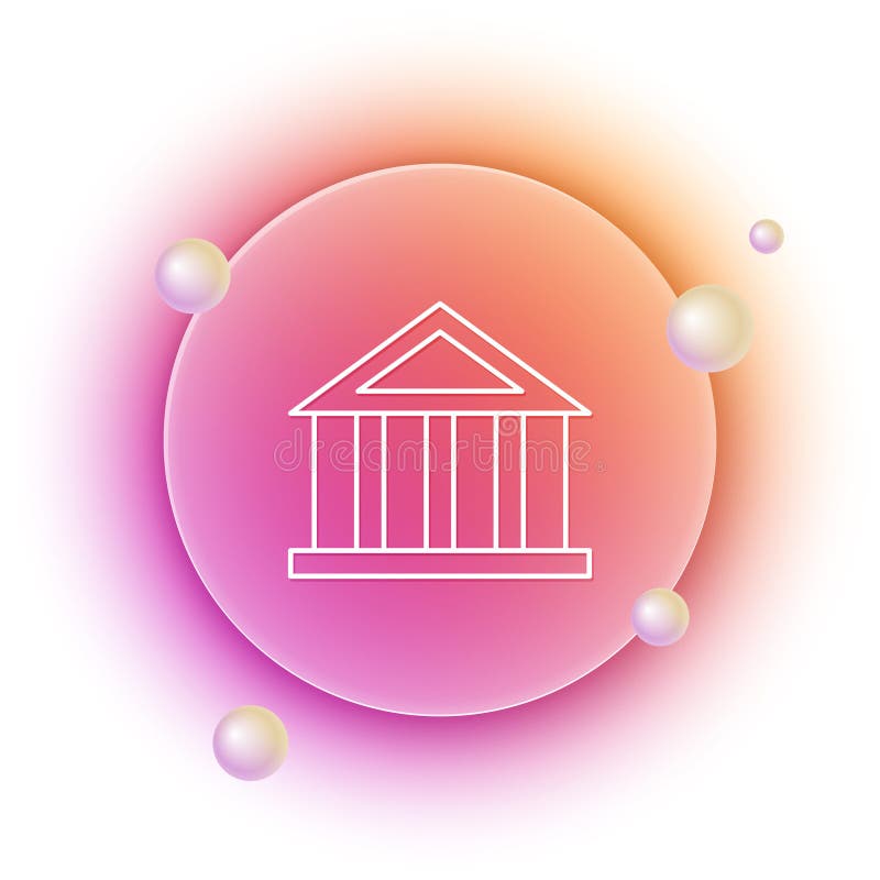 White Bank Building Icon Isolated on White Background. Orange and Pink ...