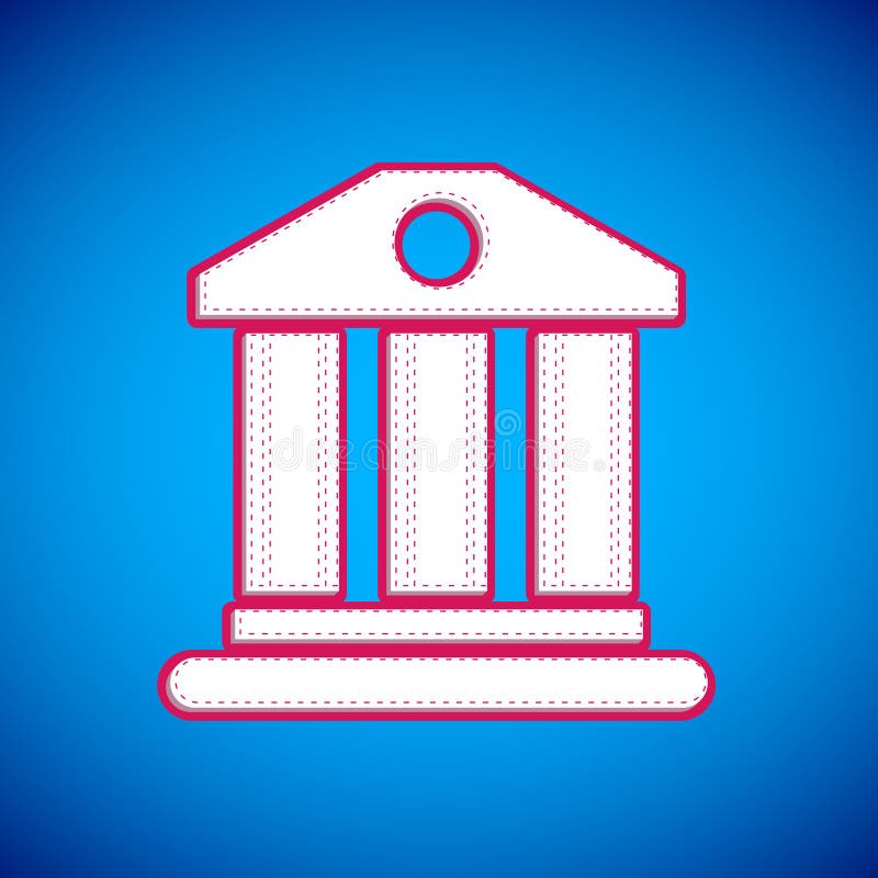 White Bank Building Icon Isolated on Blue Background. Vector Stock ...