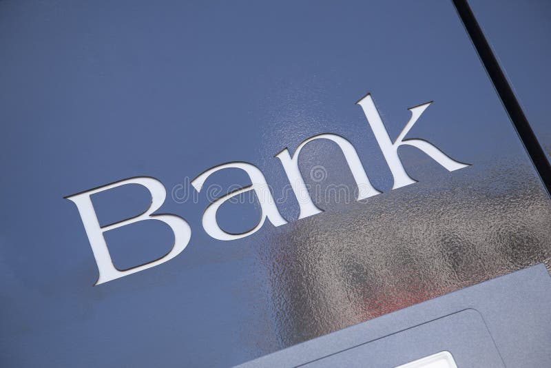 White Bank Sign stock image. Image of facade, white, entrance - 64279075