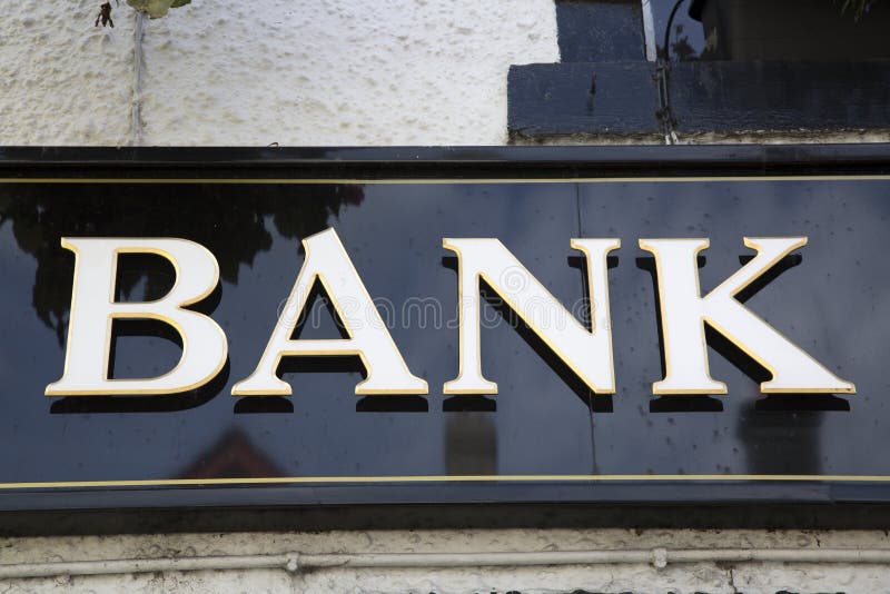 White Bank Sign stock image. Image of bank, building - 87876925