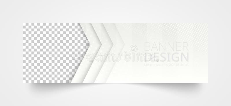 White Banner Design Template, Place for Image with Transparent Grid ...