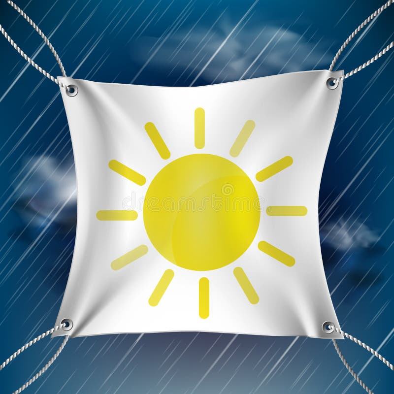 White Banner Stretched Out on the Ropes Stock Vector - Illustration of ...