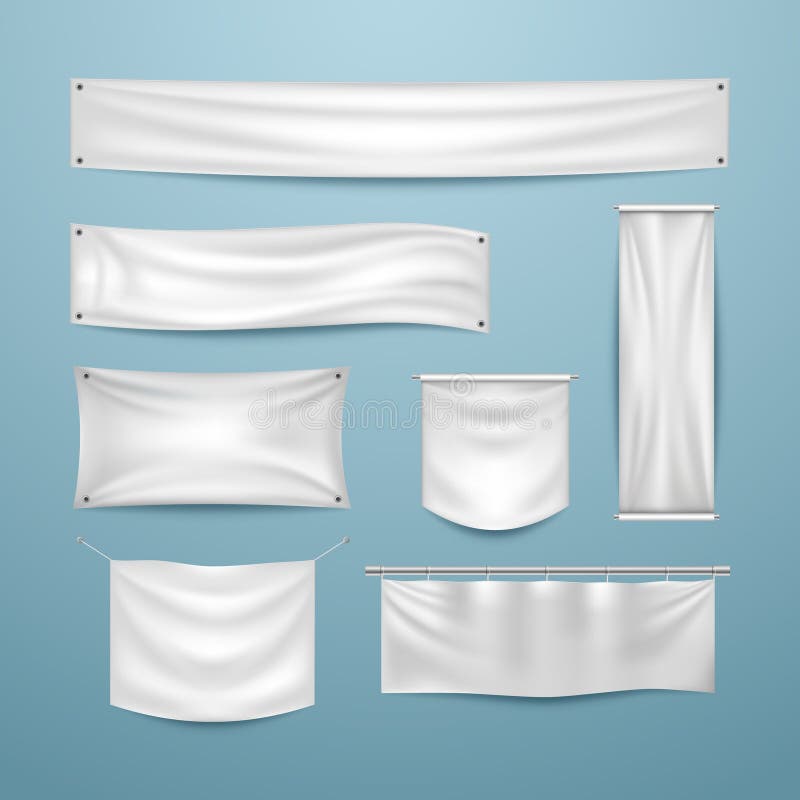 White Banner, Flag Textile Different Forms, Fabric Cloth for ...