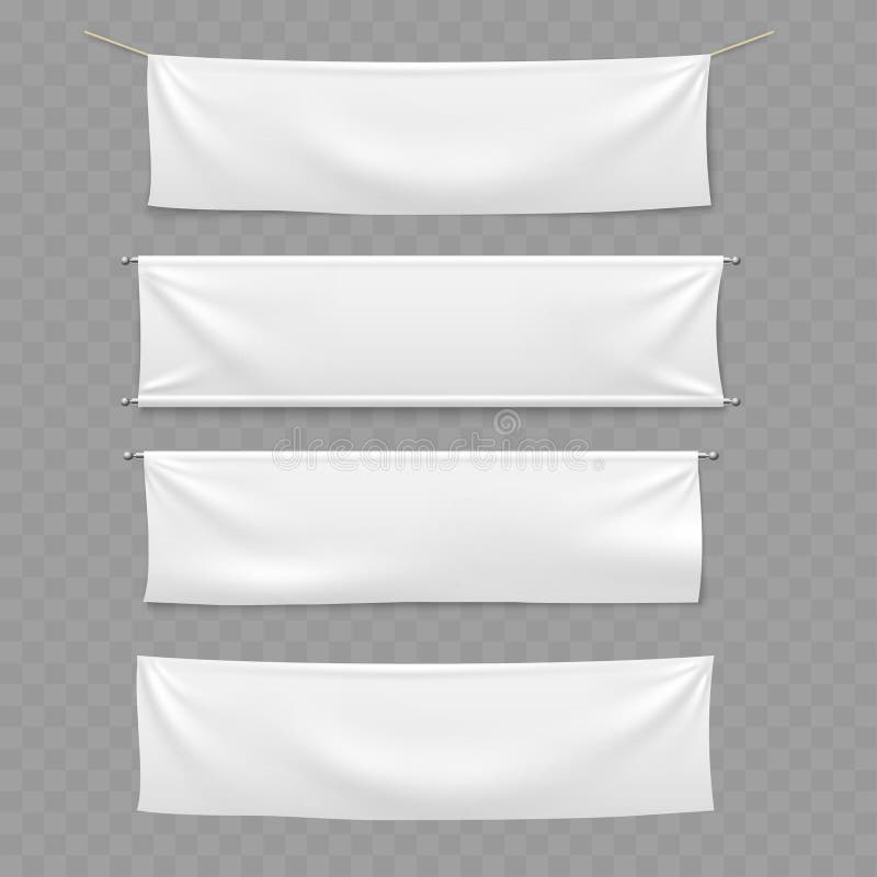 White Banner Mockup Set with Different Hanging Styles Vector Stock ...