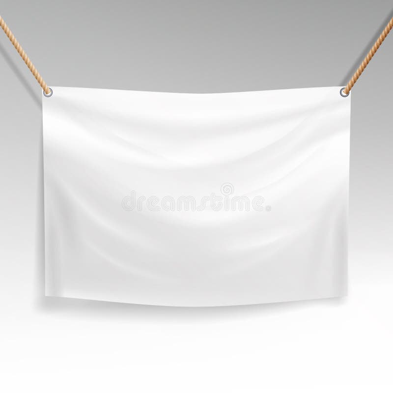White Banner Set Vector. Horizontal Hanging Banners Mock Up Textile ...