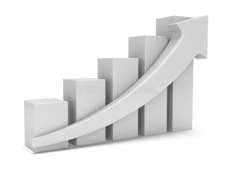 White Bar Graph with Red Arrow Stock Illustration - Illustration of ...