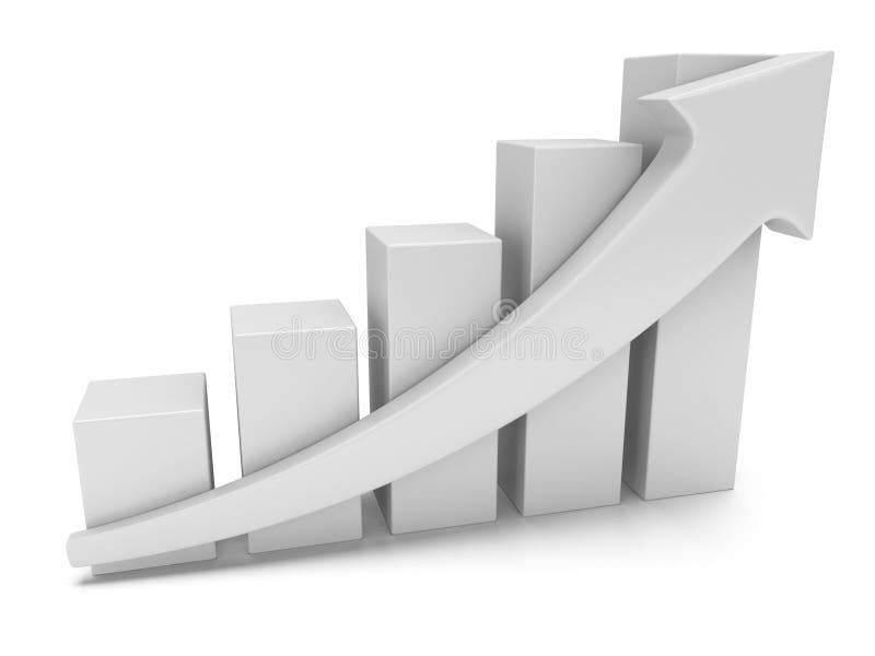 White Bar Graph with Red Arrow Stock Illustration - Illustration of ...