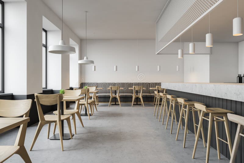 White Bar Interior with Sofa Stock Illustration - Illustration of city ...