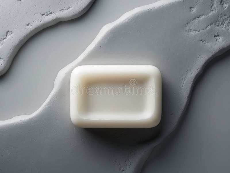White Bar of Soap on a Textured Gray Background. Stock Image - Image of ...