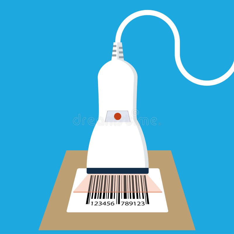 White Barcode Scanner,isolated on Blue Background Stock Vector ...