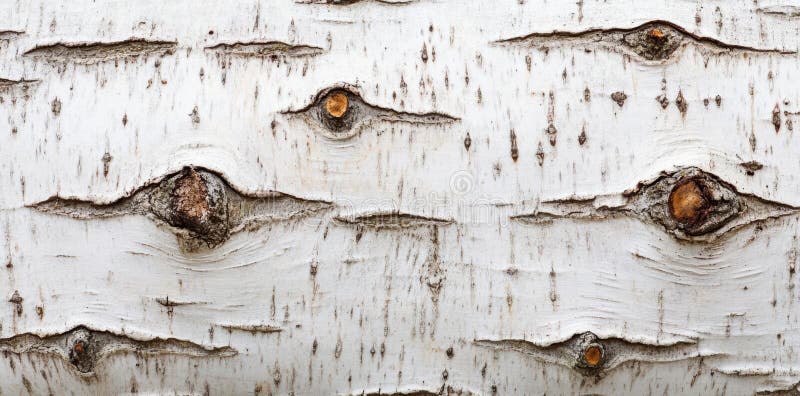 White Bark Texture Shows Knots and Lines Detail, Close Up View of Tree ...