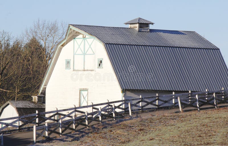 White Barn stock photo. Image of fence, metal, farming - 28824736