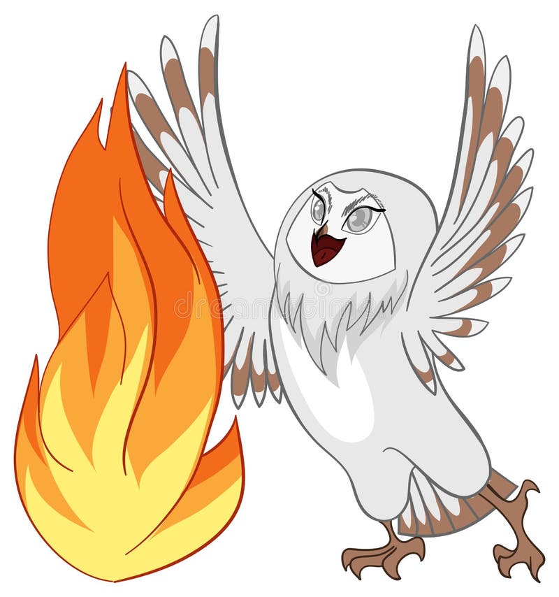 Vector White Barn Owl with Fire in Cartoon Stock Vector - Illustration ...