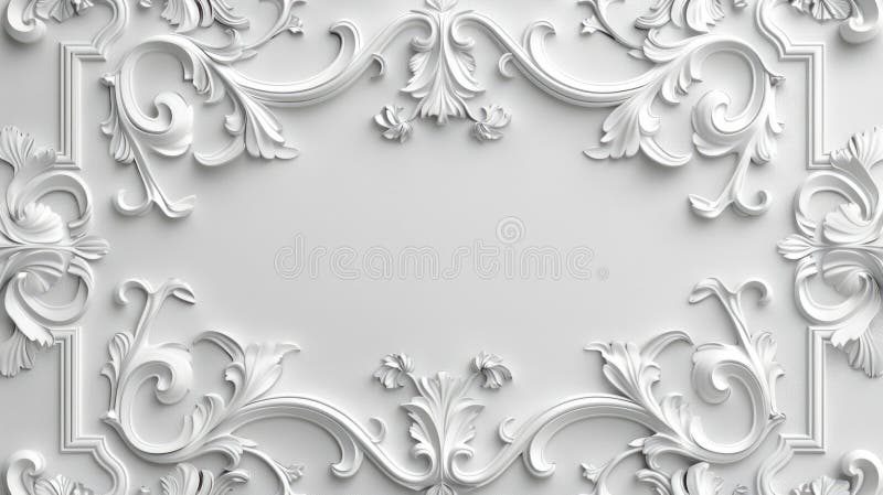 White Baroque Pattern on Neutral Background Stock Illustration ...
