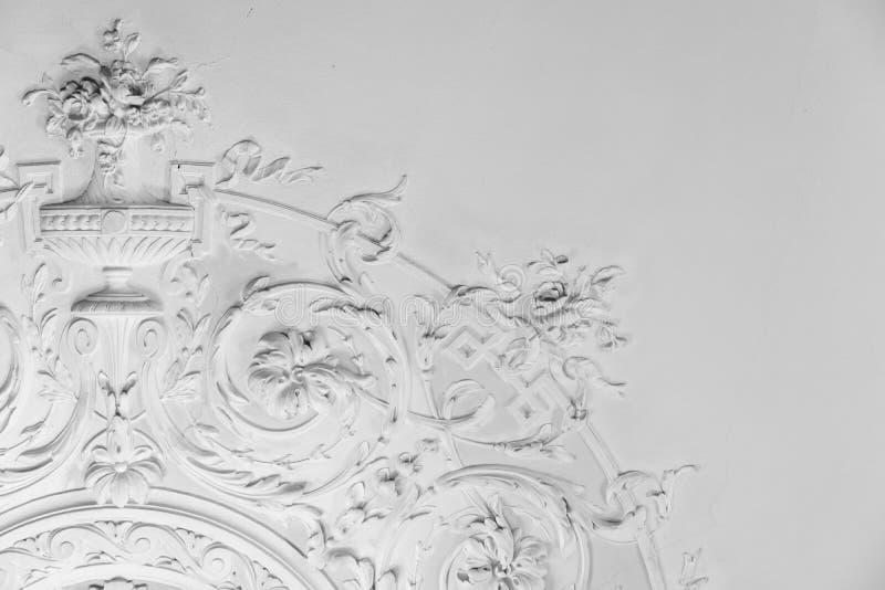 White Bas-relief Ceiling Design Elements in Rococo Style Stock Image ...