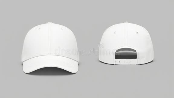 White Baseball Cap Front and Back View on Gray Background Stock Image ...