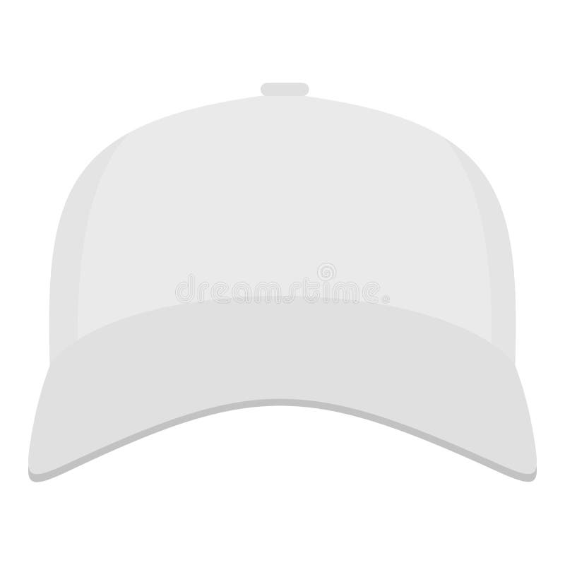 White Baseball Cap in Front Icon, Flat Style. Stock Illustration ...