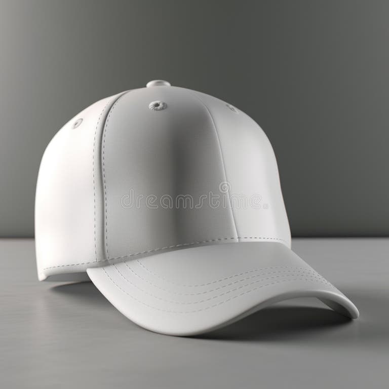 White Baseball Cap. Front View. Isolated on Gray Background Stock ...