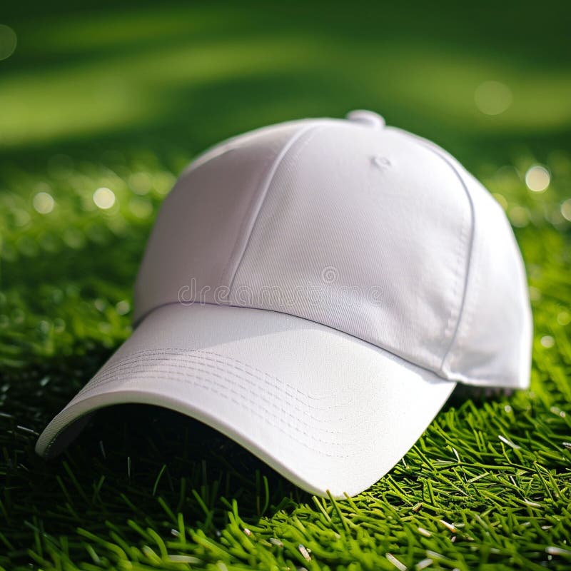 White Baseball Cap on Green Grass during Daytime Stock Illustration ...