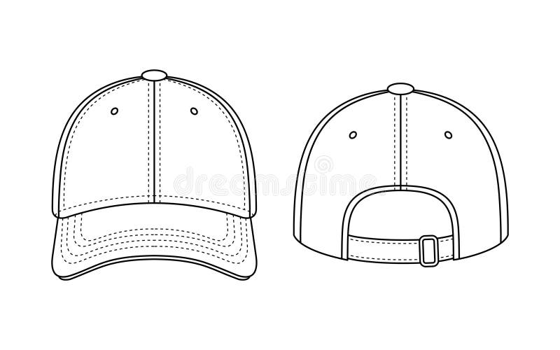 White Baseball Cap Mockup – Front and Back View Vector Template Stock ...