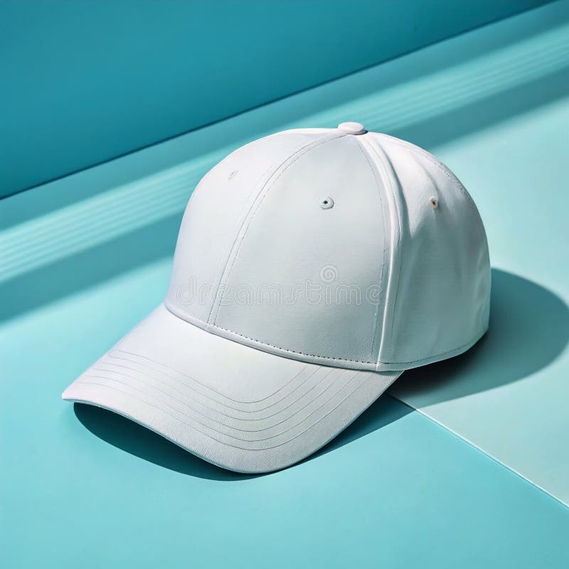 White Baseball Cap on Pastel Blue Background Stock Illustration ...