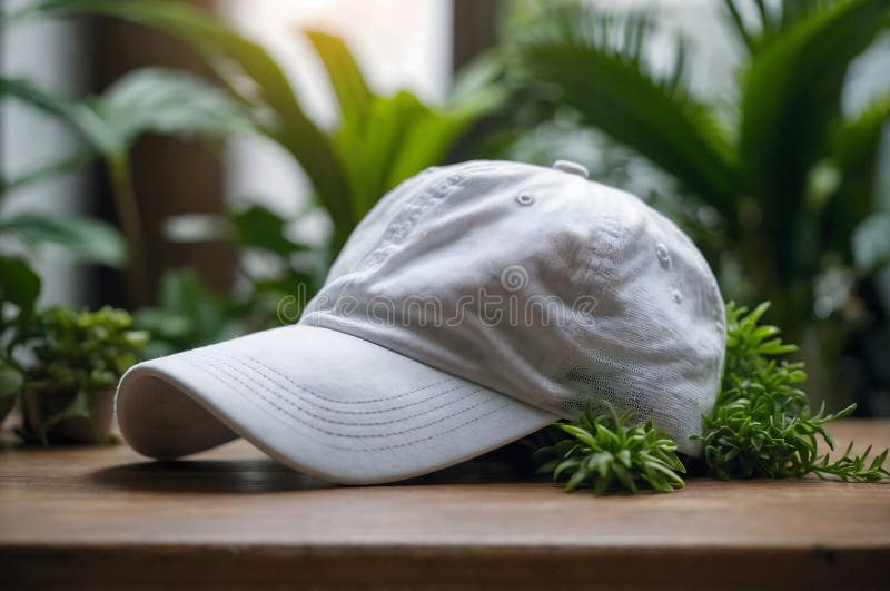 A White Baseball Cap is on the Table at Home Stock Illustration ...