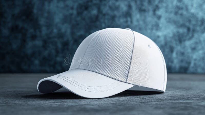 White Baseball Cap with Textured Surface on Dark Background Apparel ...