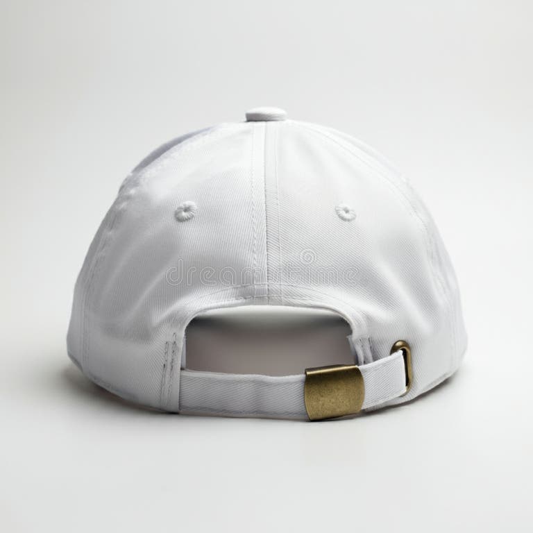 White Baseball Cap Viewed from the Back. Features Include Ventilation ...