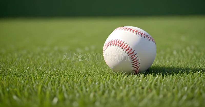A White Baseball on a Green Grass Field Stock Illustration ...