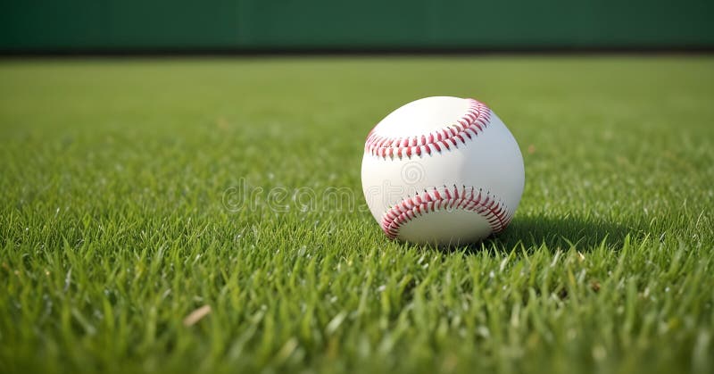 A White Baseball on a Green Grass Field Stock Illustration ...