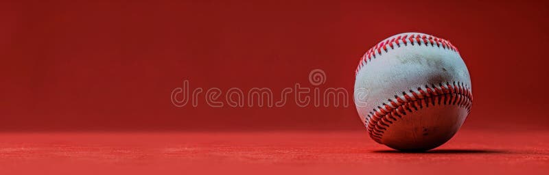 A Baseball Resting on Red Painted Surface Stock Image - Image of play ...
