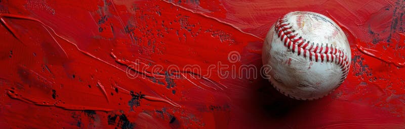 A Baseball Resting on Red Painted Surface Stock Photo - Image of base ...