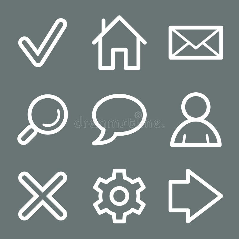 White basic web icons stock vector. Illustration of buttons - 6808779