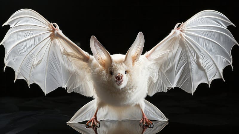A White Bat with Wings Spread. Generative AI. Stock Image - Image of ...