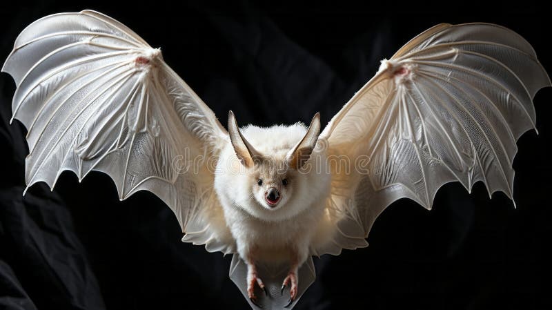 A White Bat with Wings Spread. Generative AI. Stock Illustration ...