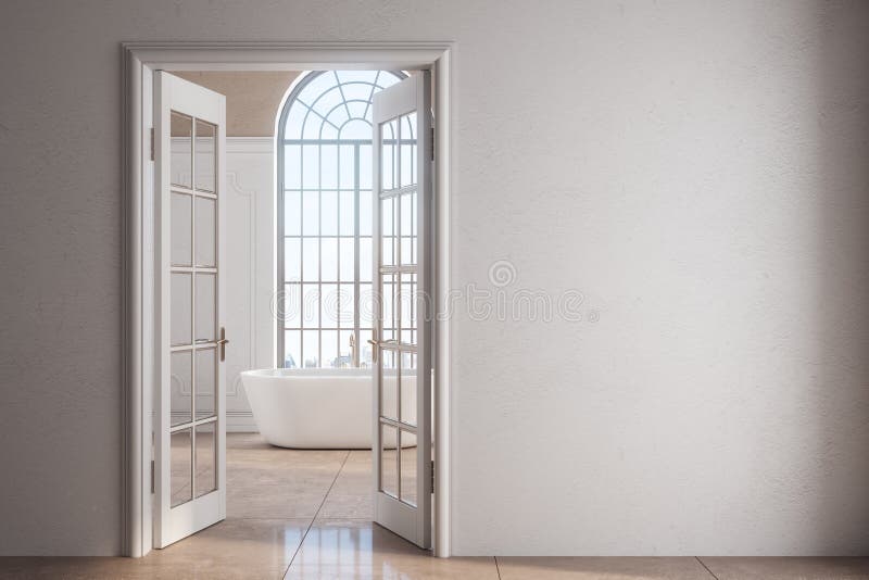 White Bathroom with Copyspace Stock Illustration - Illustration of ...