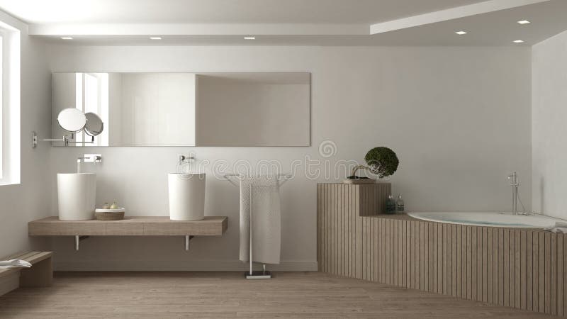 White Bathroom, Spa, Interior Design Stock Illustration - Illustration ...