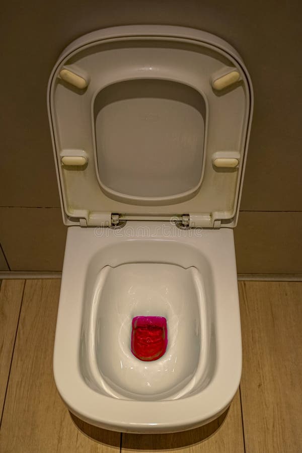 White Bathroom Toilet with Open Lid and Red Water Stock Image - Image ...
