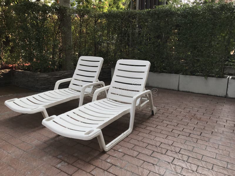 White Beach Chair Made from High Quality Plastic. Stock Photo - Image ...