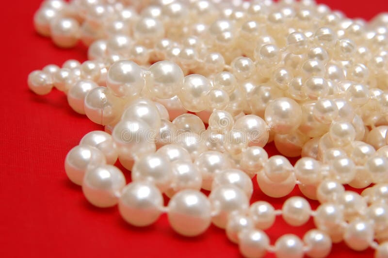 White Beads on a Red Background Stock Image - Image of glamour ...