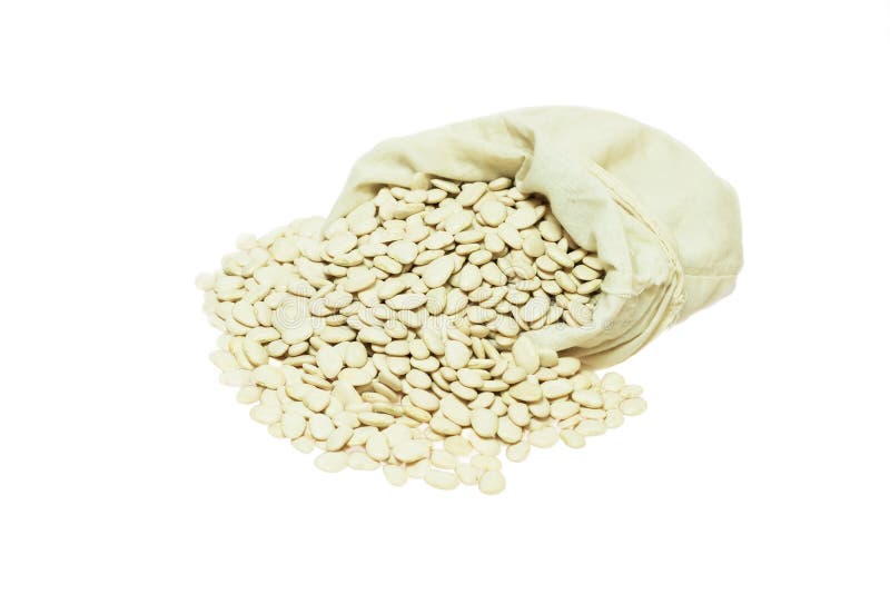 White Bean with Bag Isolated on White Background Stock Photo - Image of ...