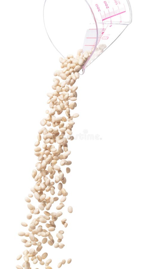 White Bean Fall Down Pour from Measured Cup, White Bean Float Explode ...