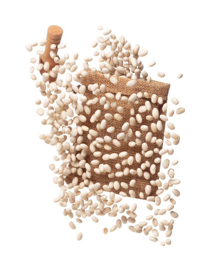 White Bean Fly Throw Up in Sack Bag, White Bean Float Explode, Abstract ...