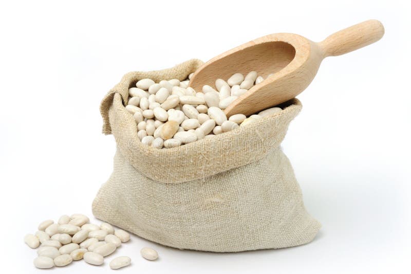 White beans in a sack stock image. Image of vegetable - 22940459