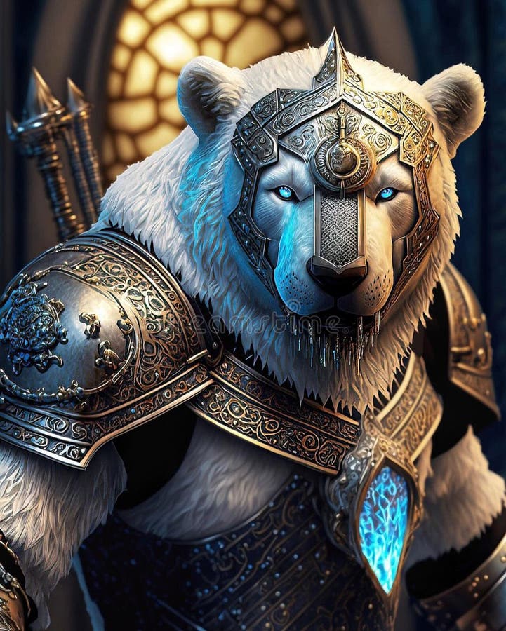 White Bear with Gold War Costume Stock Illustration - Illustration of ...
